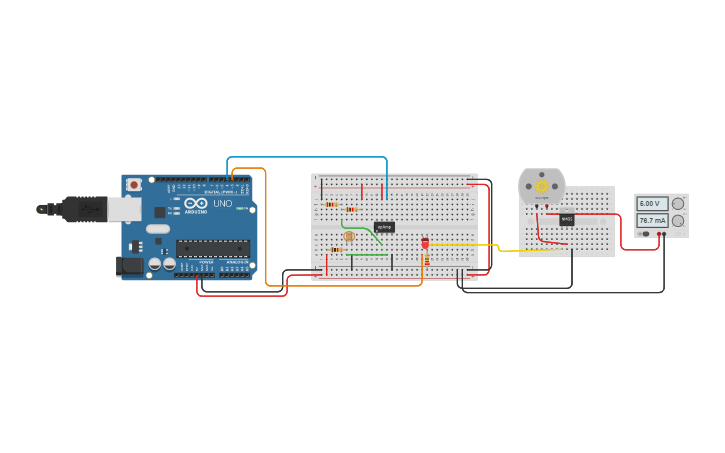 Circuit design OpAmp Arduino Photoresistor LED - Tinkercad