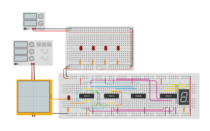 Circuit design Ripple counter using DFF | Tinkercad
