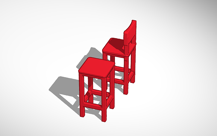3D design 1:12 stool dollhouse | Tinkercad