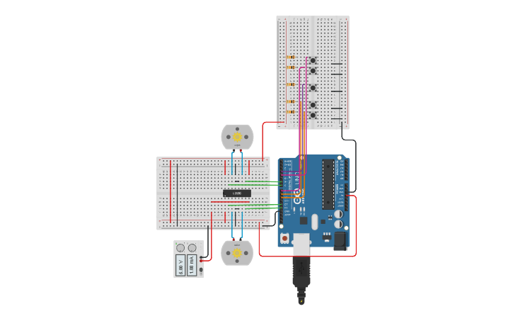 Circuit design Copy of Control L293D | Tinkercad