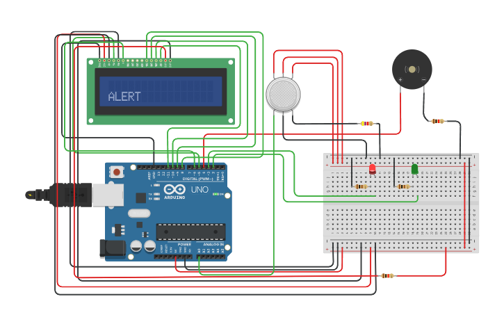 Circuit Design Smoke Detection System Using Arduino Tinkercad 1569