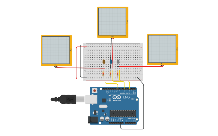 Circuit design 3 LED - Tinkercad