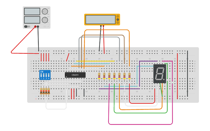 Circuit design Display a 7 segmenti | Tinkercad