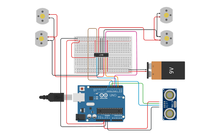 Circuit Design Obstacle Avoidance Tinkercad
