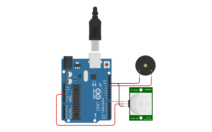 Circuit Design Motion Detection Tinkercad