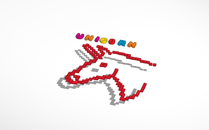 3D design unicorn pixel art | Tinkercad