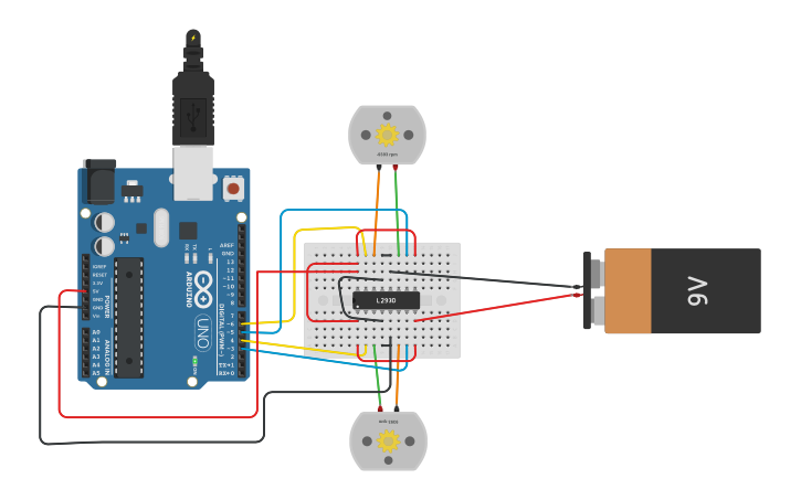 Circuit design DC motors - Tinkercad