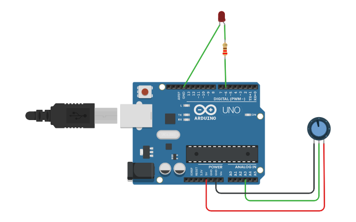 Circuit design Potentiometer - Tinkercad