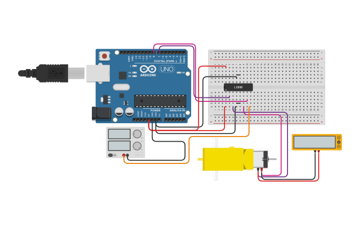 Circuit design Acionamento de motor - L293D - Tinkercad