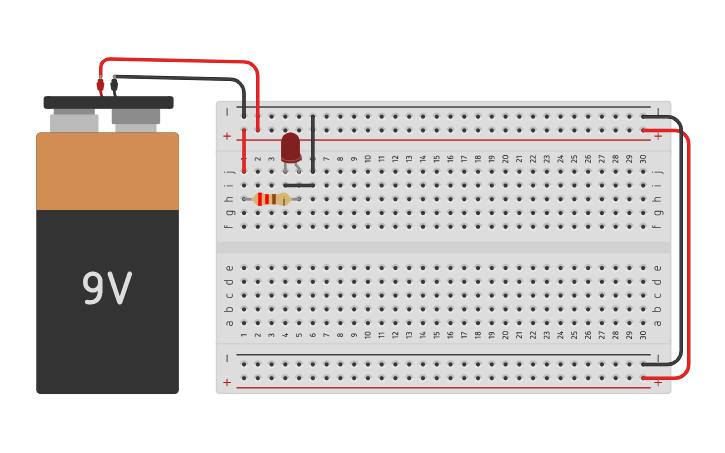 Circuit design Practica 1 encendido de un LED | Tinkercad Circuit design Practica 1 encendido de un LED | Tinkercad