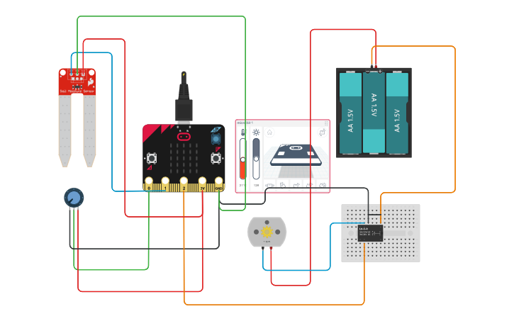 Circuit design Microbit moisture sensor - Tinkercad