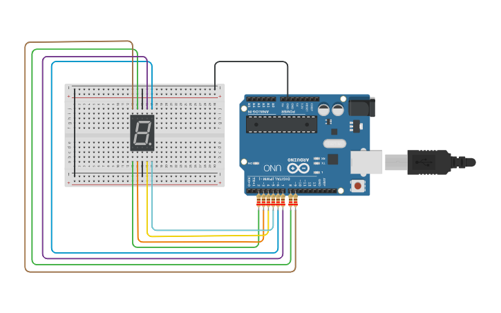 Circuit design 7 segment display - Tinkercad