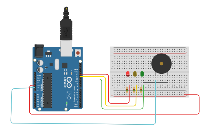 Circuit design semaforo para ciegos - Tinkercad