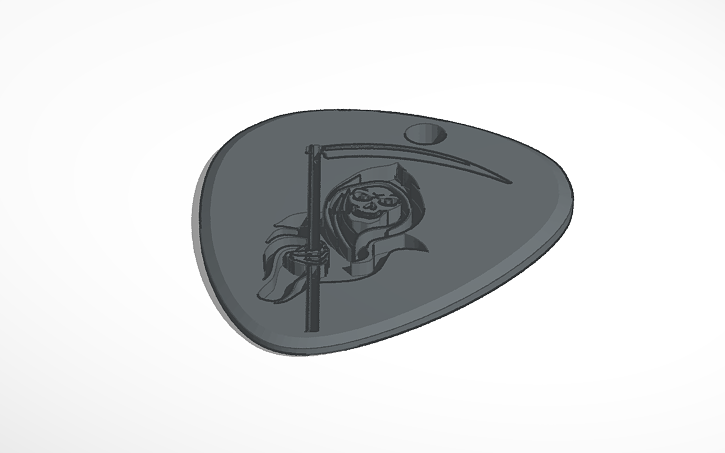 3D design Grim Reaper guitar pick black - Tinkercad