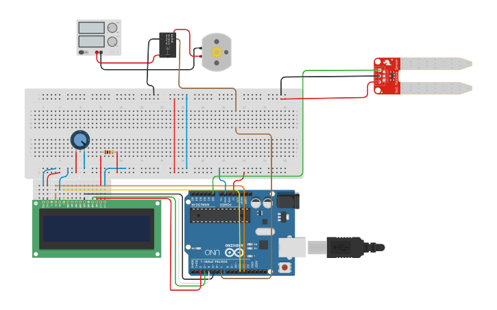 Circuit design Accionamiento de motor CC, con Sensor de Humedad y LCD ...