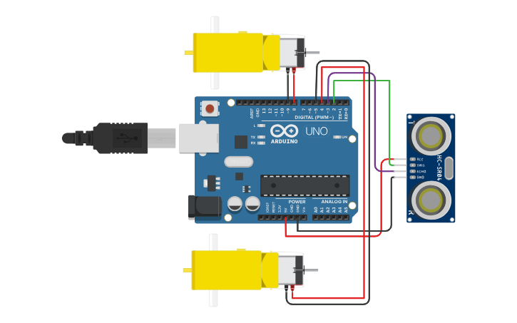 Circuit design OBSTACLE AVOIDING ROBOT - Tinkercad