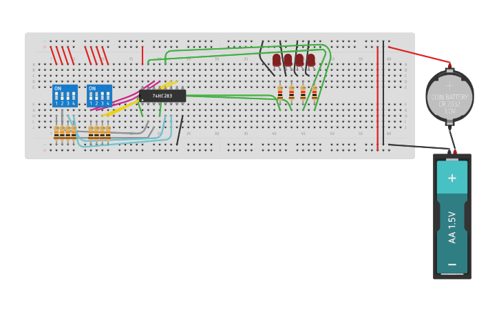 Circuit design SUMADOR DE 4 BIT DATASHEET 74LS283 - Tinkercad