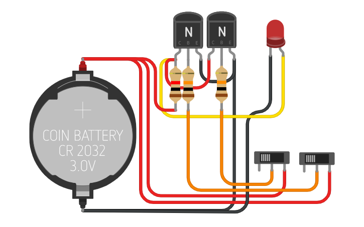 Circuit design RTL NOR - Tinkercad