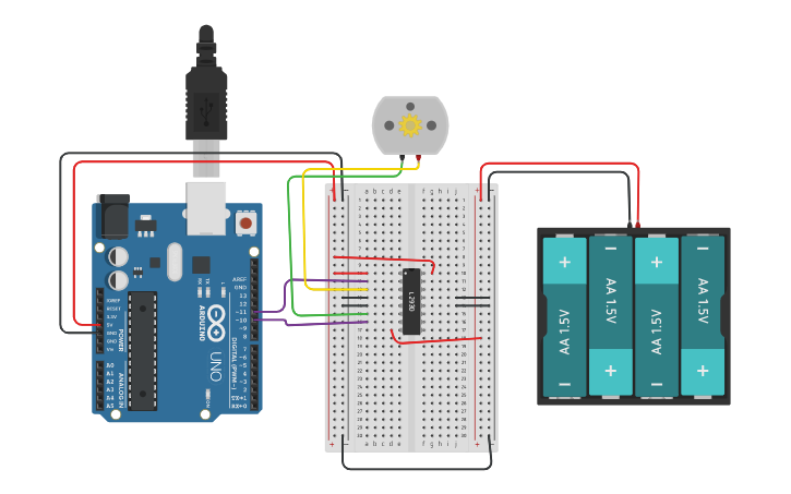 Circuit design DC Motor Control with H-bridge - Tinkercad