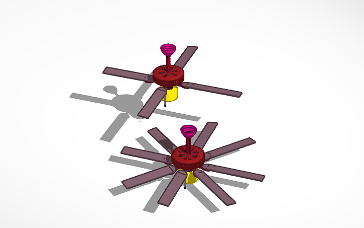 3D design 8 blades fan and 4 blades ceiling fans - Tinkercad