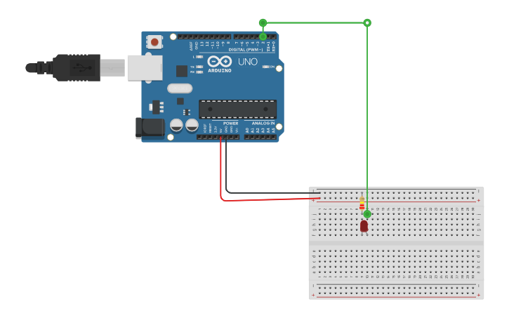 Circuit design encender y apagar LED - Tinkercad