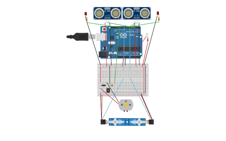 Circuit design Práctica 1 - Evasor de obstáculos | Tinkercad