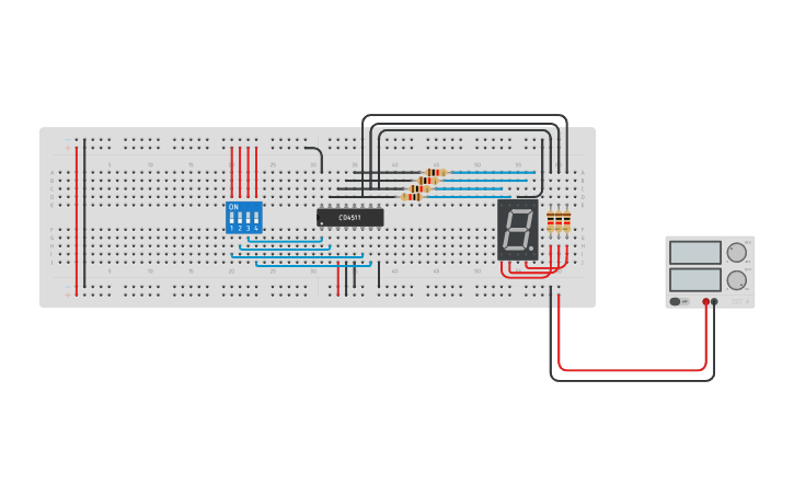 Circuit design BCD CON DISPLAY DE 7 SEGMENTOS - Tinkercad