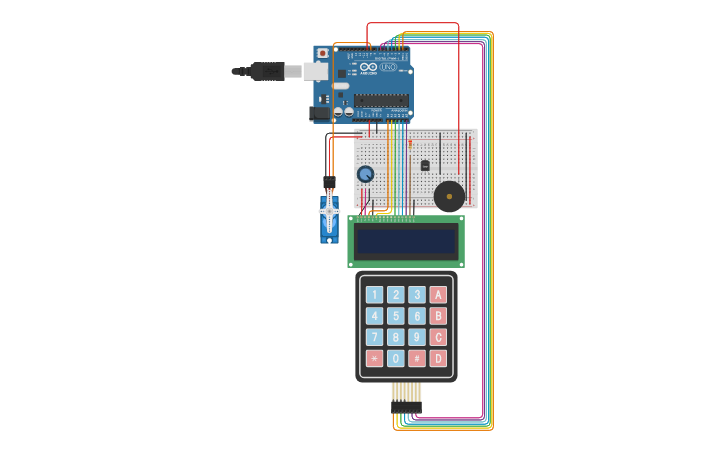 Circuit design Password Door Locked - Tinkercad