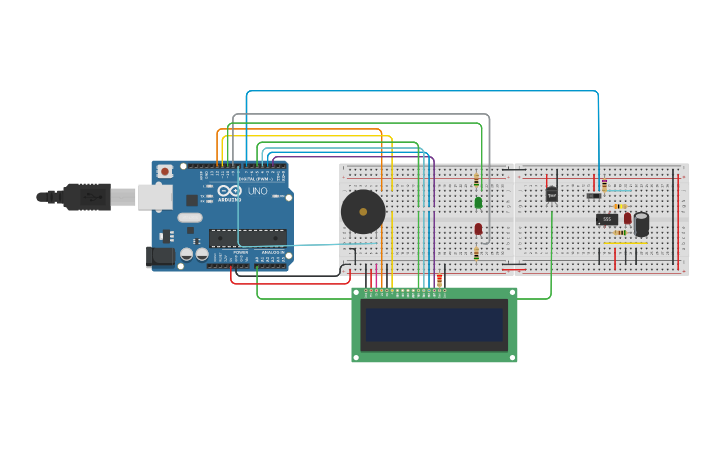 Circuit design patient Health Monitoring - Tinkercad