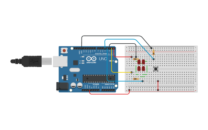 Circuit design 2x2 LED Matrix - Tinkercad