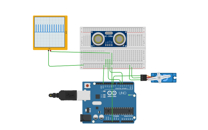 Circuit Design Kotak Sampah Otomatis Tinkercad