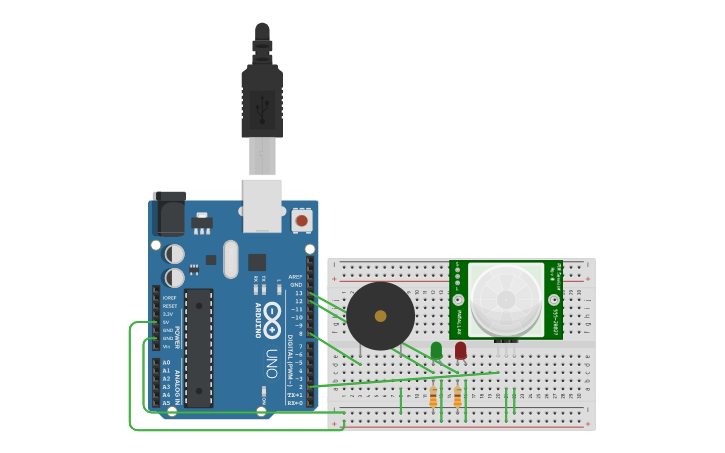 Circuit Design Intruding Alarm Tinkercad