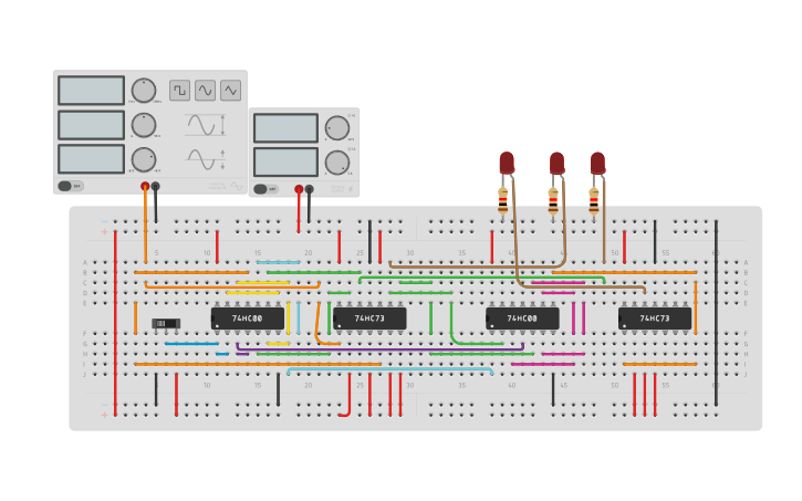 Circuit design 3 BIT ASYCHRONOUS COUNTER | Tinkercad