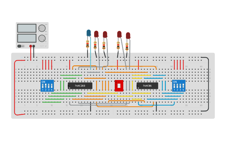 Circuit Design 4 Bit Binary Addersubtractor Tinkercad