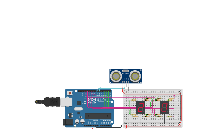 Circuit design UltraSonic 7segment - Tinkercad Circuit design UltraSonic 7segment - Tinkercad