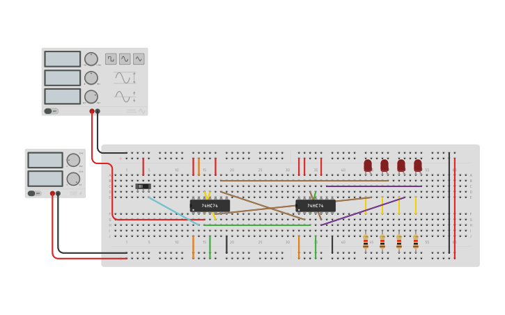 Circuit design Serial In Parallel Out - Tinkercad