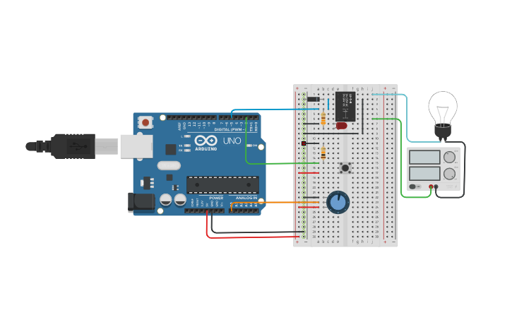 Circuit design Rele luci scala con spaghetti | Tinkercad