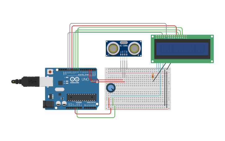 Circuit design SENSOR ULTRASONIC - Tinkercad