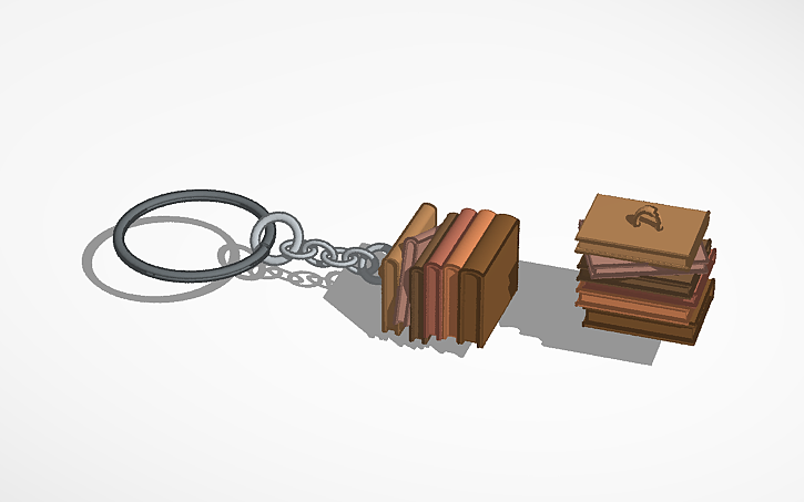 3D design Pile-of-Books Keychain - Tinkercad