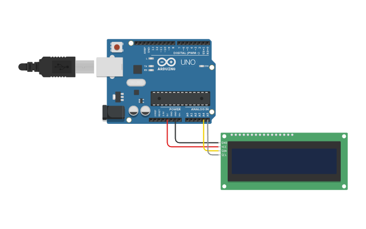 Circuit design CIRCUITO PADRÃO LCD 16x2 I2C - Tinkercad