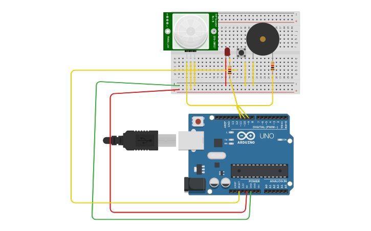Circuit design Intruder Alarm | Tinkercad