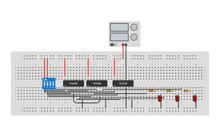 Circuit Design Magnitude Comparator Tinkercad