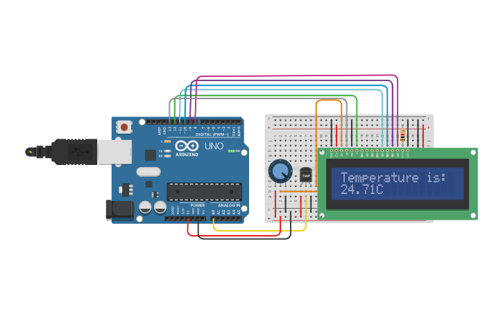 Circuit design Temp with LCD - Tinkercad