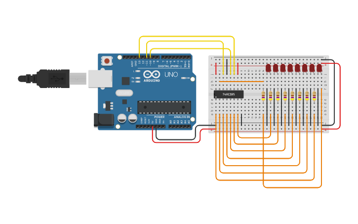 Circuit design 8 bit - Tinkercad