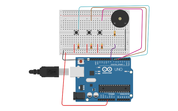 Circuit design PIEZO!! - Tinkercad