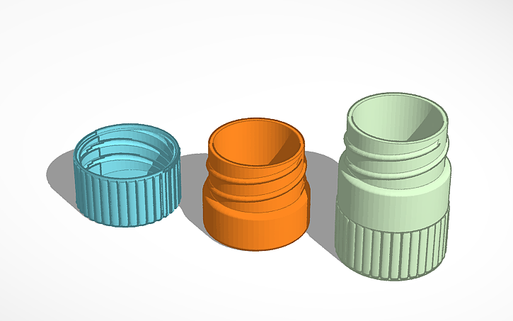 3D design Multi-segment Bottle with Threaded lids - Tinkercad