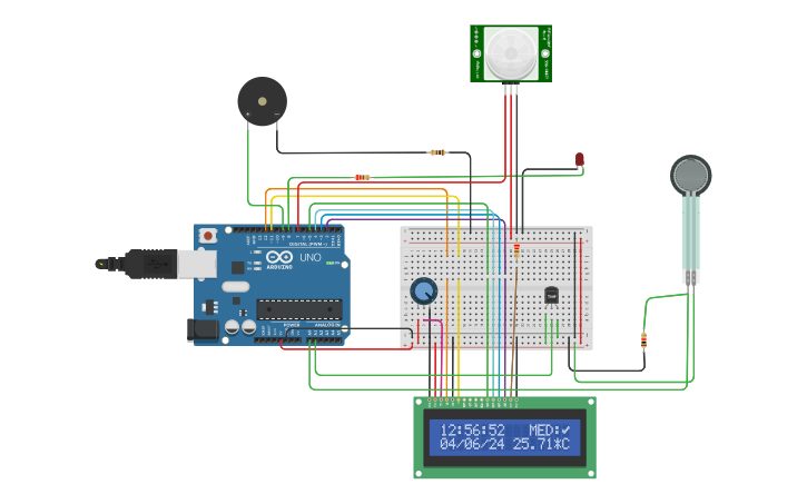 Circuit design Medication Reminder System - Tinkercad