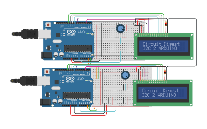 Circuit design Copy of Letada - I2C Communication | Tinkercad