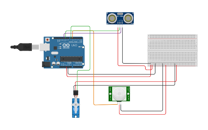 Circuit design Desain Pintu Otomatis Dengan Sensor PIR dan Sensor ...
