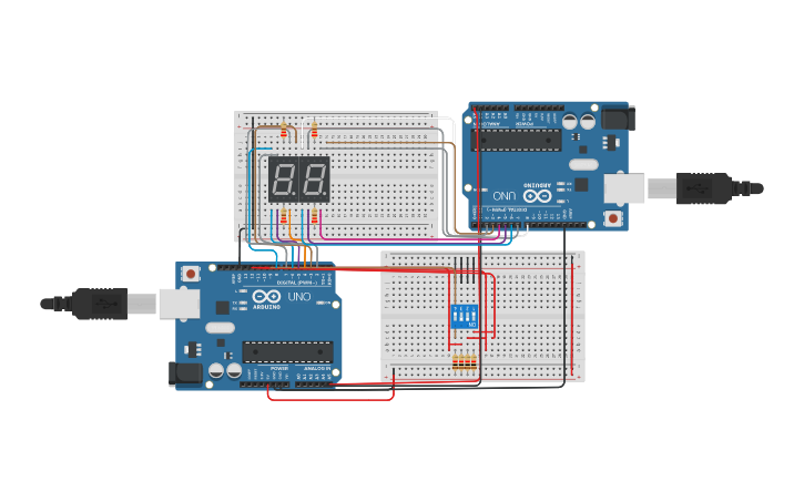 Circuit design esclavo maestro - Tinkercad